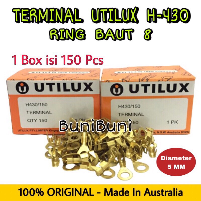 Jual Terminal Skun Utilux Ring Baut 8 / 10 / 12 - Utilux H430 / H1863 / H1864 Original (Box isi ...