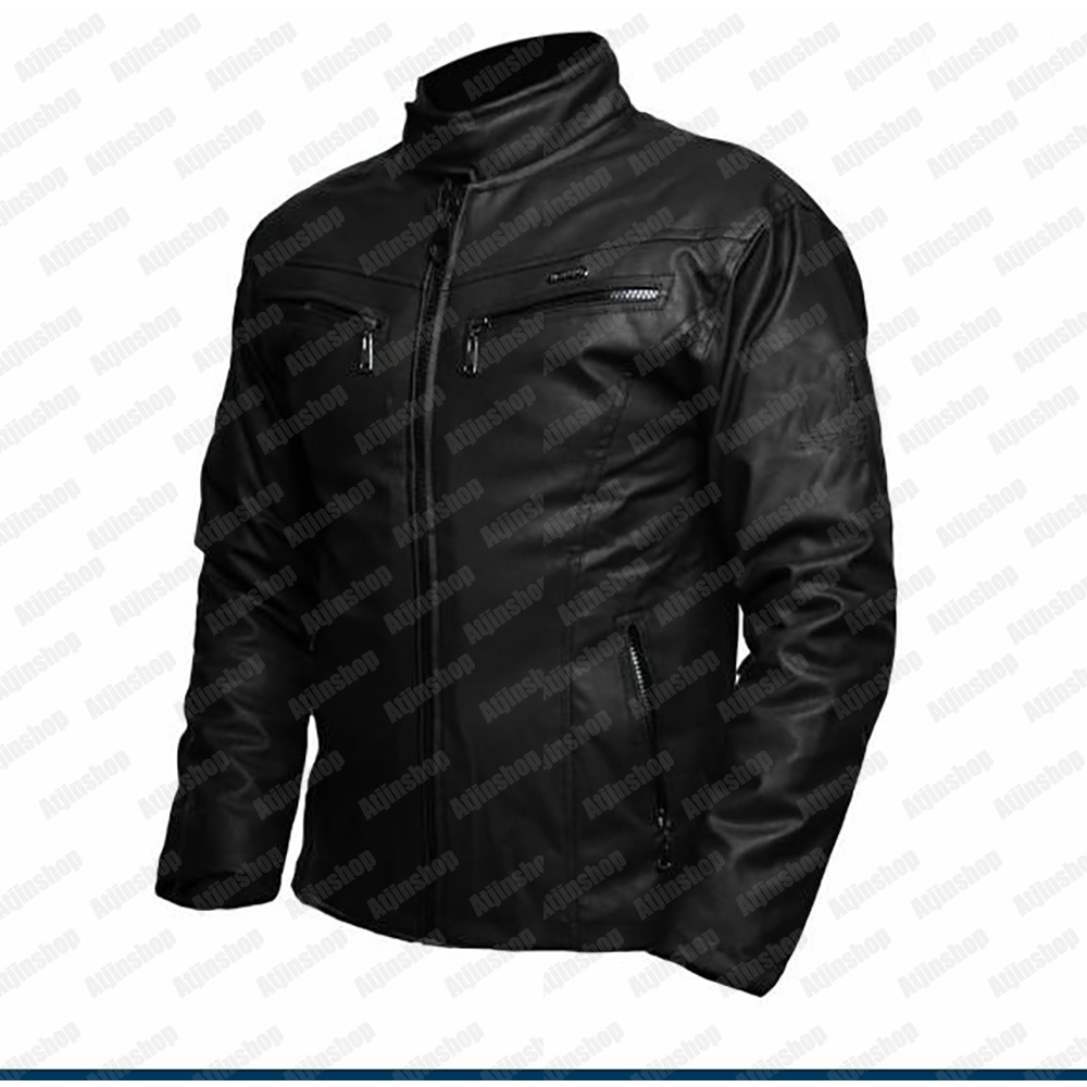 Jual [Ready Size Jumbo] Jaket Kulit Motor Pria Anti Air dan Angin Model ...