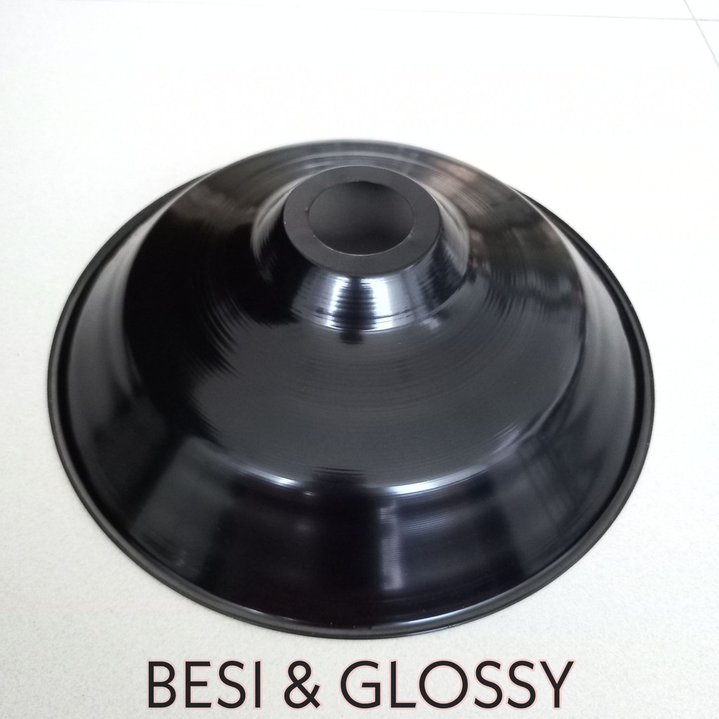 Jual Kap WD Hitam Besi Glossy 12" Gantung E27 30 Cm | Shopee Indonesia