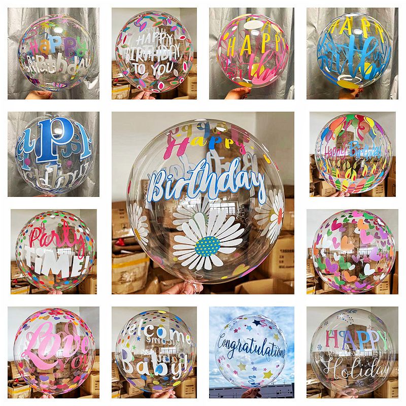 Jual Balon PVC transparan / balon motif happy birthday/ balon pvc ...