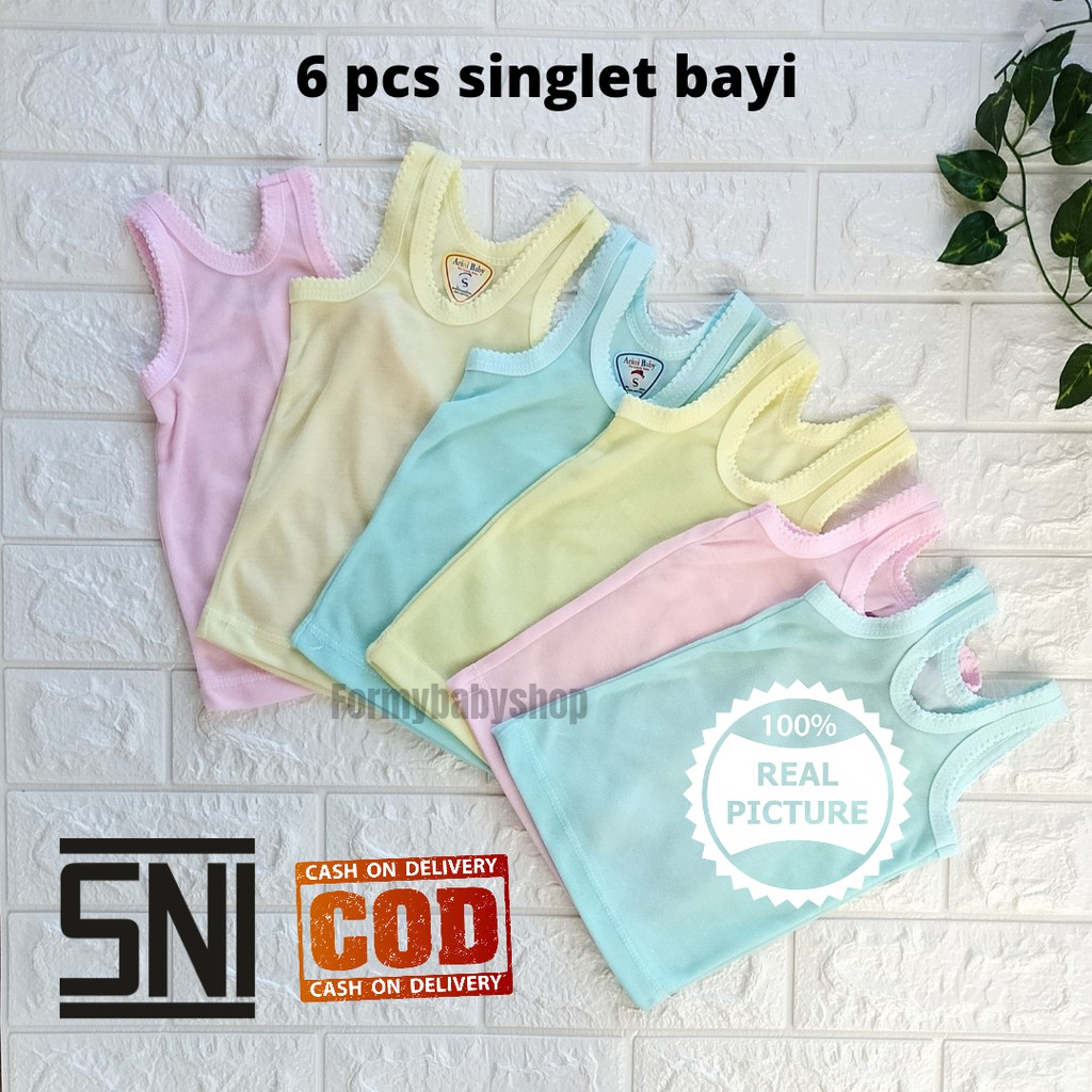 Jual 6 PCS SINGLET BAYI BARU LAHIR SNI WARNA DALEMAN BAYI BARU LAHIR ...