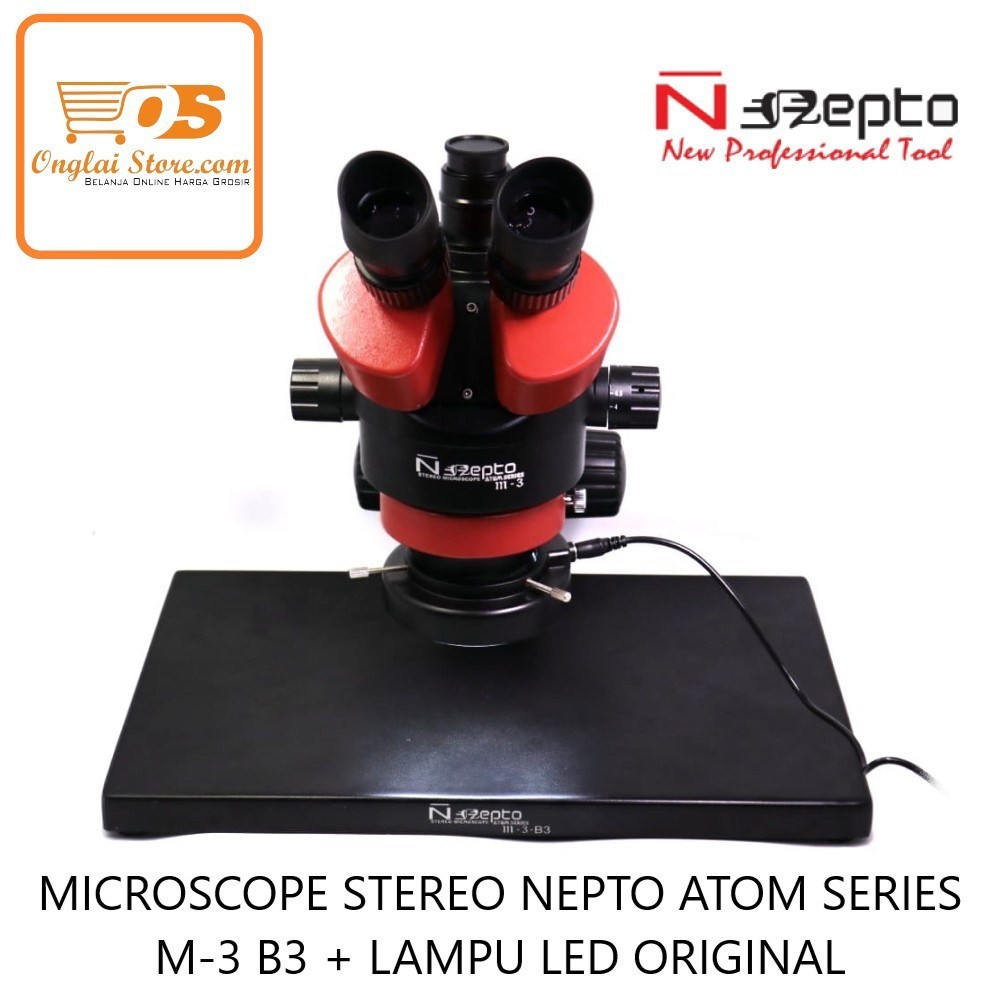 Jual MICROSCOPE STEREO NEPTO ATOM SERIES M-3 B3 + LAMPU LED ORIGINAL | Shopee Indonesia