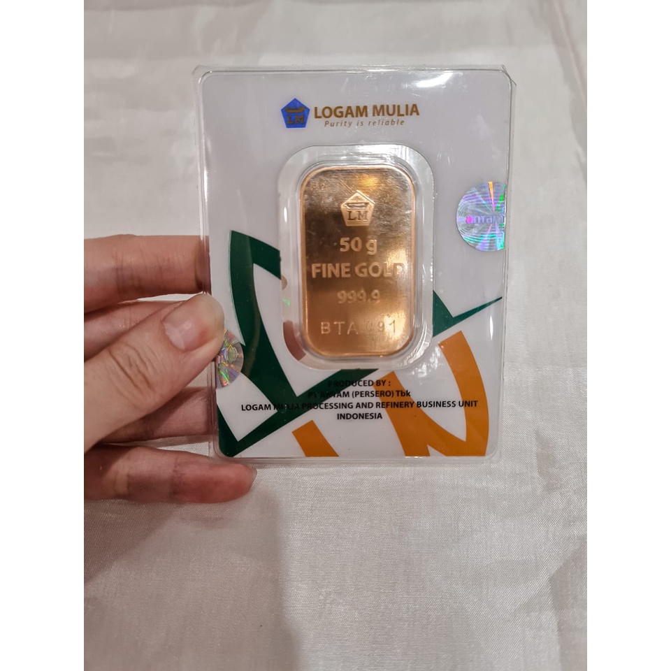 Jual 50 GRAM LM LOGAM MULIA EMAS ANTAM PRESS HIJAU SERTIFIKAT ...