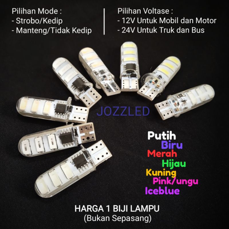 Jual Lampu Led T10 Senja 6 Led 12V 24V diam dan kedip strobo | Shopee Indonesia