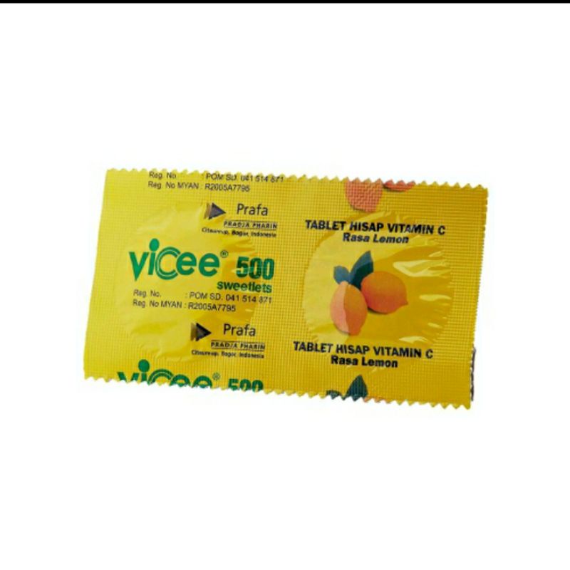 Jual Vicee Vitamin C 500mg Rasa Lemon strip isi 2 tablet | Shopee Indonesia