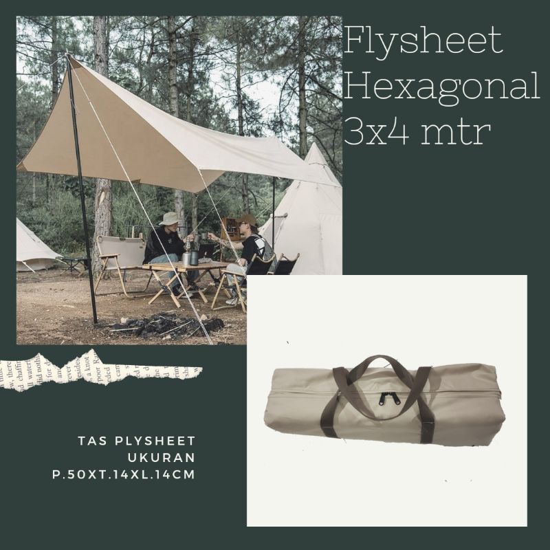 Jual flysheet hexa 3x4 mtr | flysheet hexagonal | Shopee Indonesia