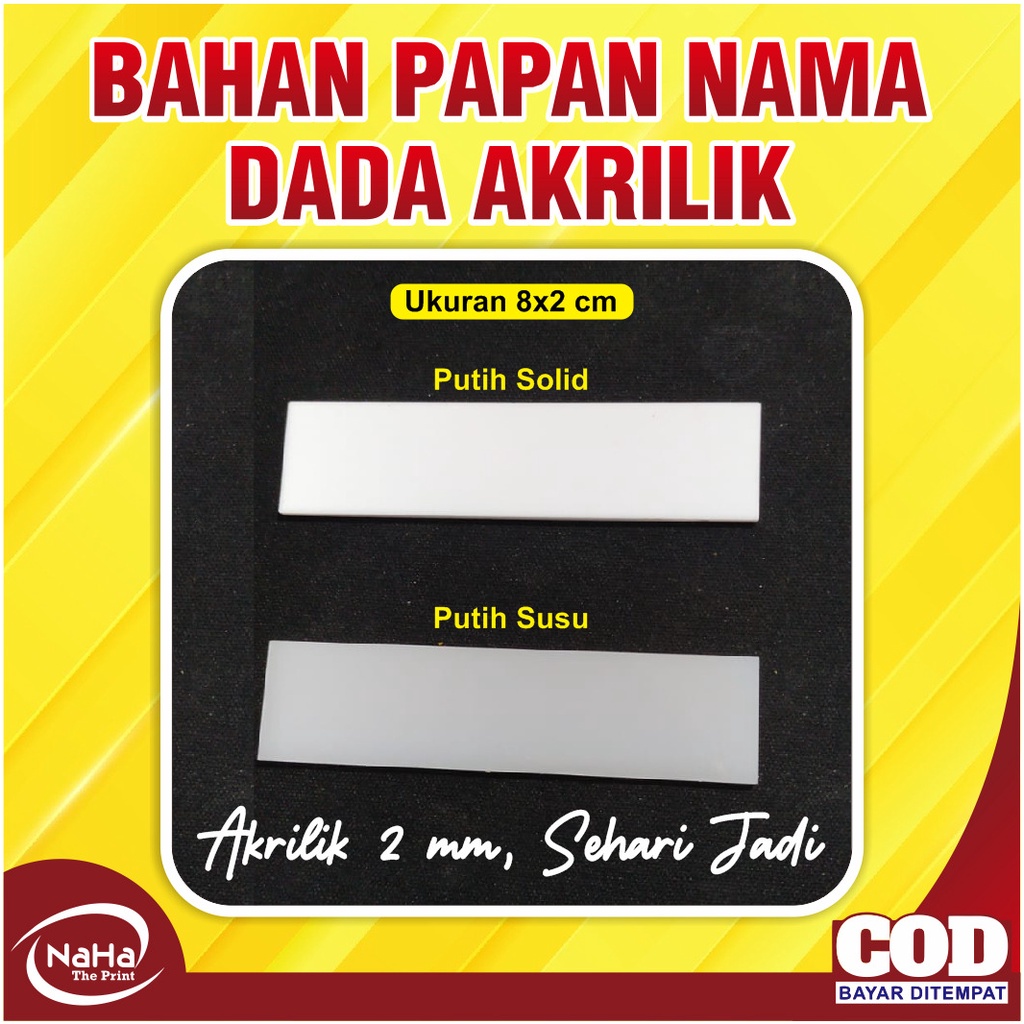 Jual BAHAN PAPAN DADA POLOSAN/AKRILIK POLOSAN/NAME TAG POLOS | Shopee ...