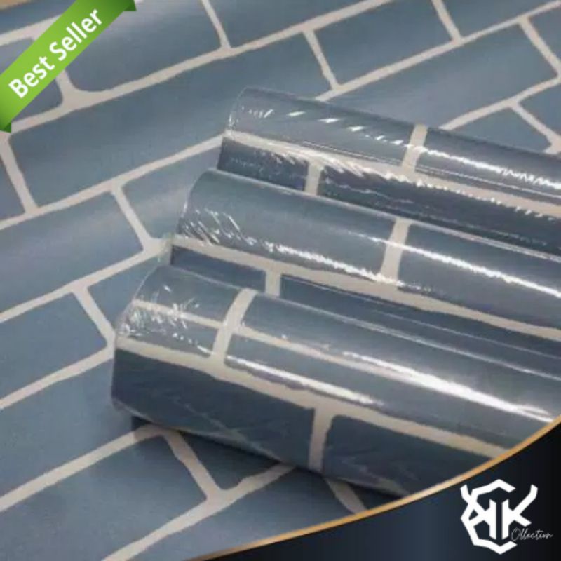 Jual Wallpaper Dinding Motif Bata Biru Klasik 45cm x 5m Wallpaper ...