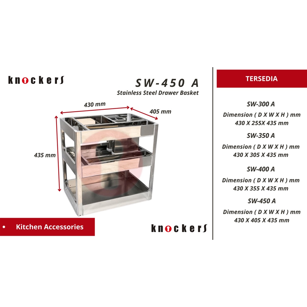 Jual STAINLESS STEEL 304 DRAWER BASKET / SW / KNOCKERS INDONESIA ...
