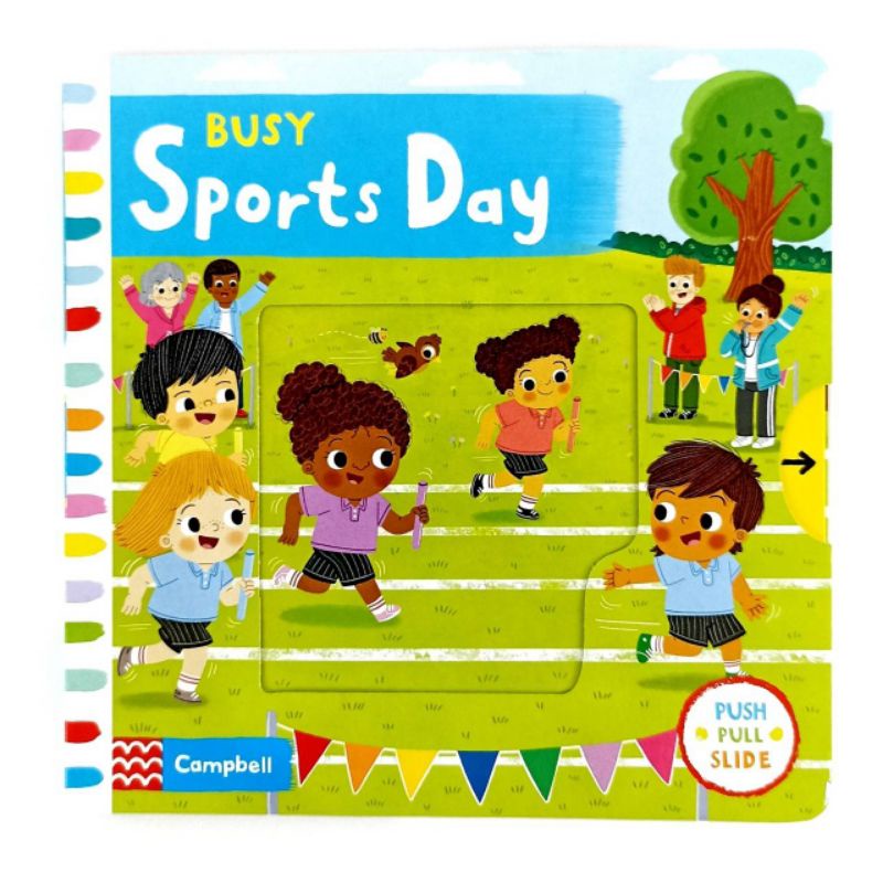 Jual Campbell Busy Sports Day Push Pull Slide Board Book | Shopee Indonesia