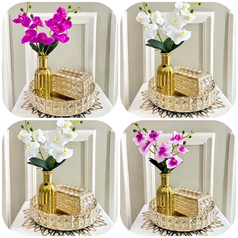 Jual Vas Gold Keramik Dengan Bunga Anggrek Latex BACA DESKRIPSI ...