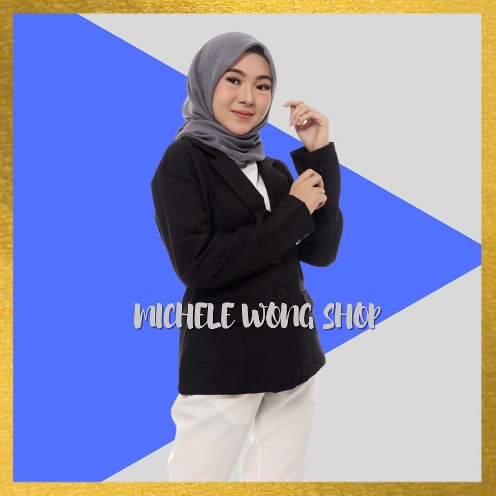 Jual Blazer Hitam Biru Dongker Navy Abu-Abu Wanita Formal Modern Kerja ...