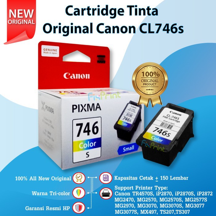 Jual Cartridge Canon CL746s CL 746s CL-746s 746small 746 small s Color ...