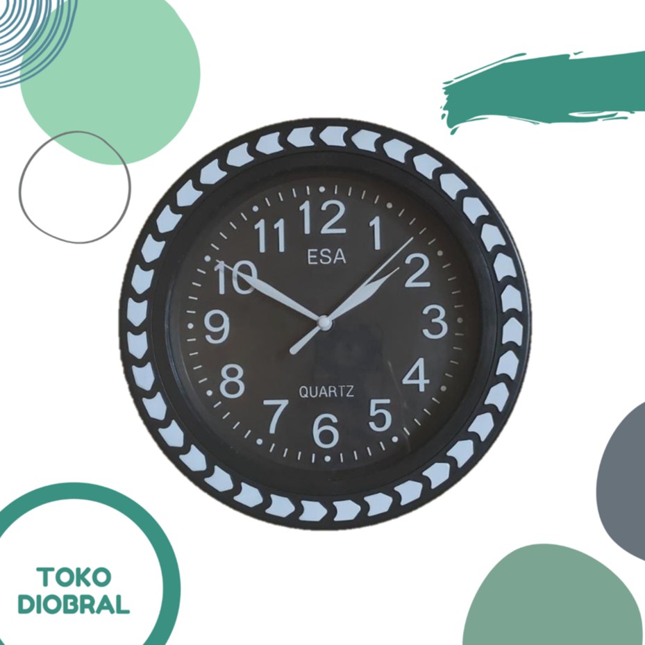 Jual JAM dinding Bulat diameter 22 cm Hitam Awet dan Murah | Shopee ...