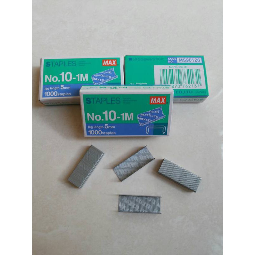 Jual Isi Staples Max Kecil No. 10 -1M / Refill Stapler No 10 pack ...