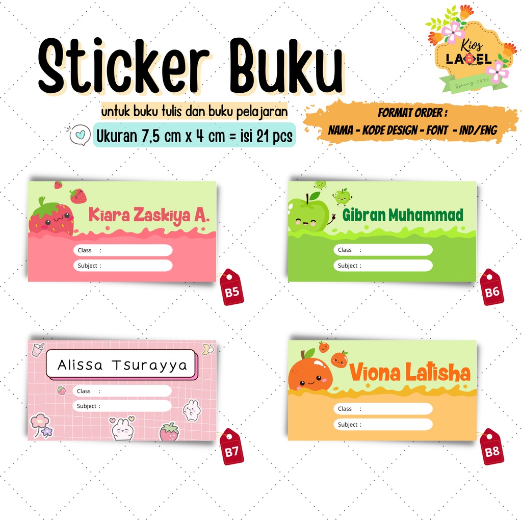 Jual 21 Pcs Stiker Label Nama Buku Pelajaran Warna Mengkilat Glossy Bisa Ditulis Stiker Mata