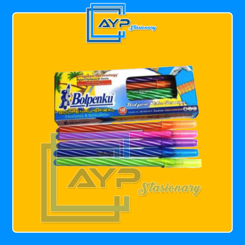 Jual PULPEN ULIR MERK BOLPENKU SPIRAL 1PACK = 12PCS | Shopee Indonesia