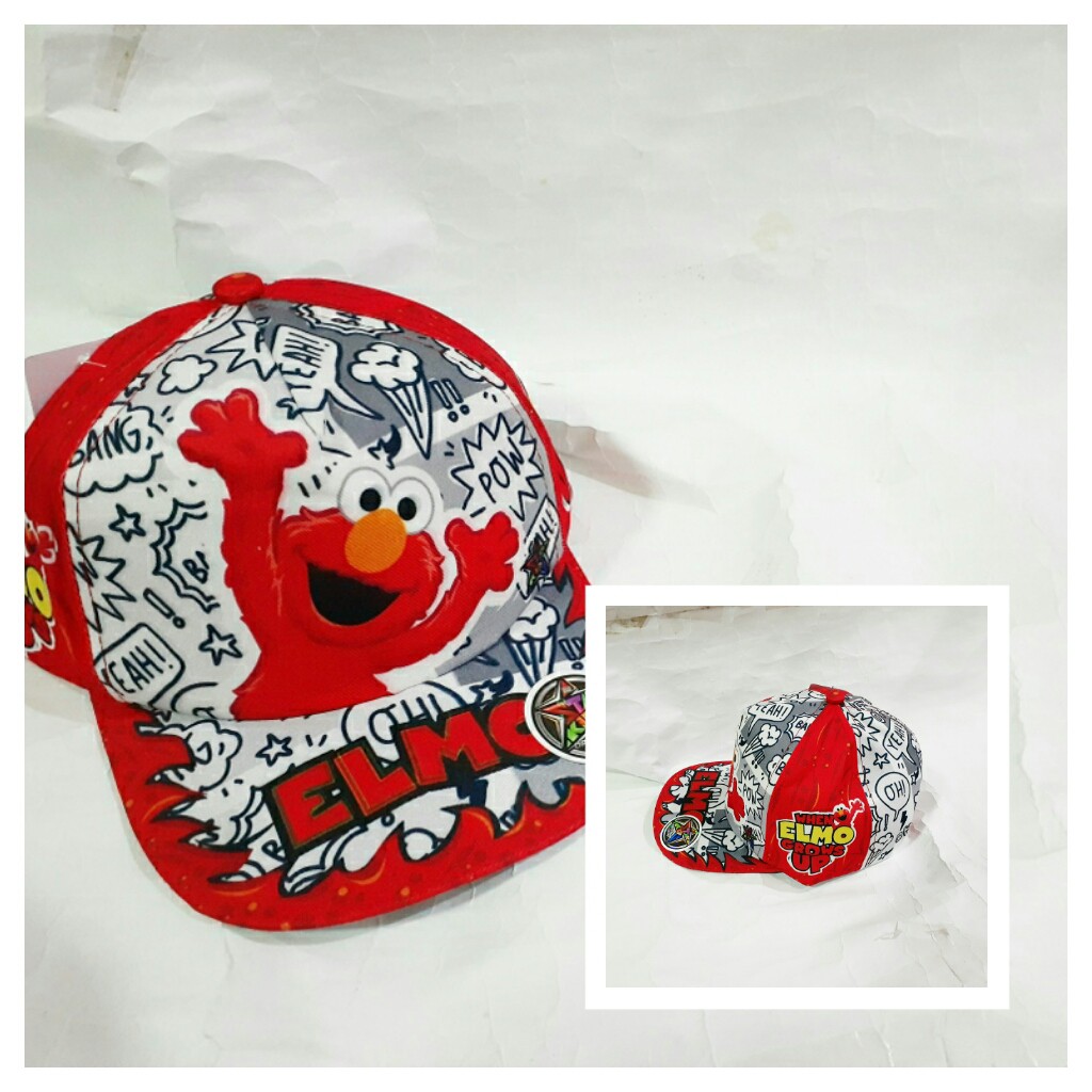 Jual full print - Topi anak Elmo merah dari Sesame Street Muppet lucu ...