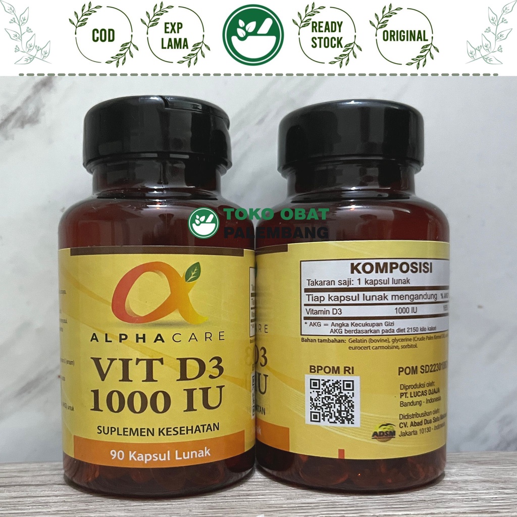 Jual ALPHACARE VIT D3 1000IU 90 KAPSUL LUNAK ALPHA CARE VITAMIN D3 1000 ...