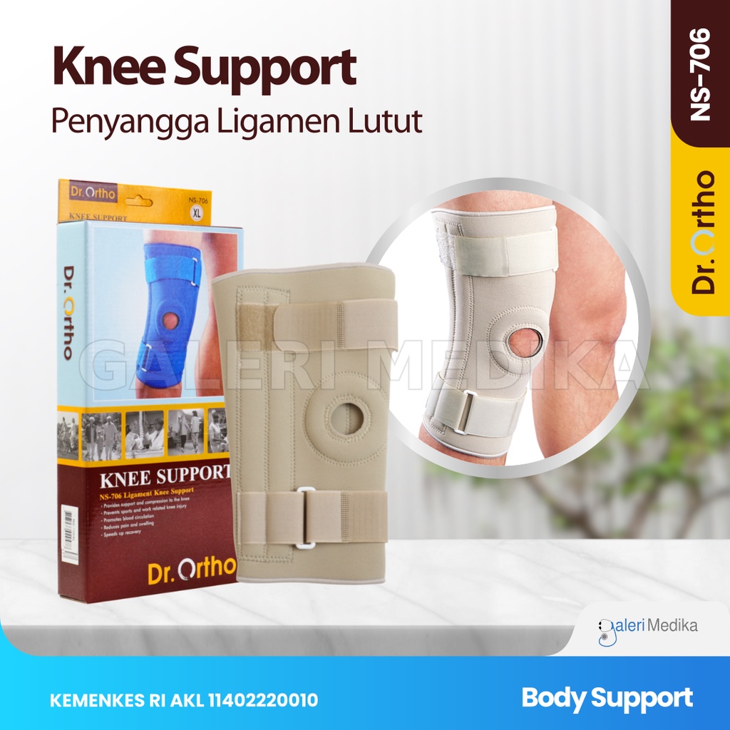 Jual Alat Terapi Lutut Dr. Ortho NS-706 Ligament Knee Support - Melindungi Cidera Lutut | Shopee ...