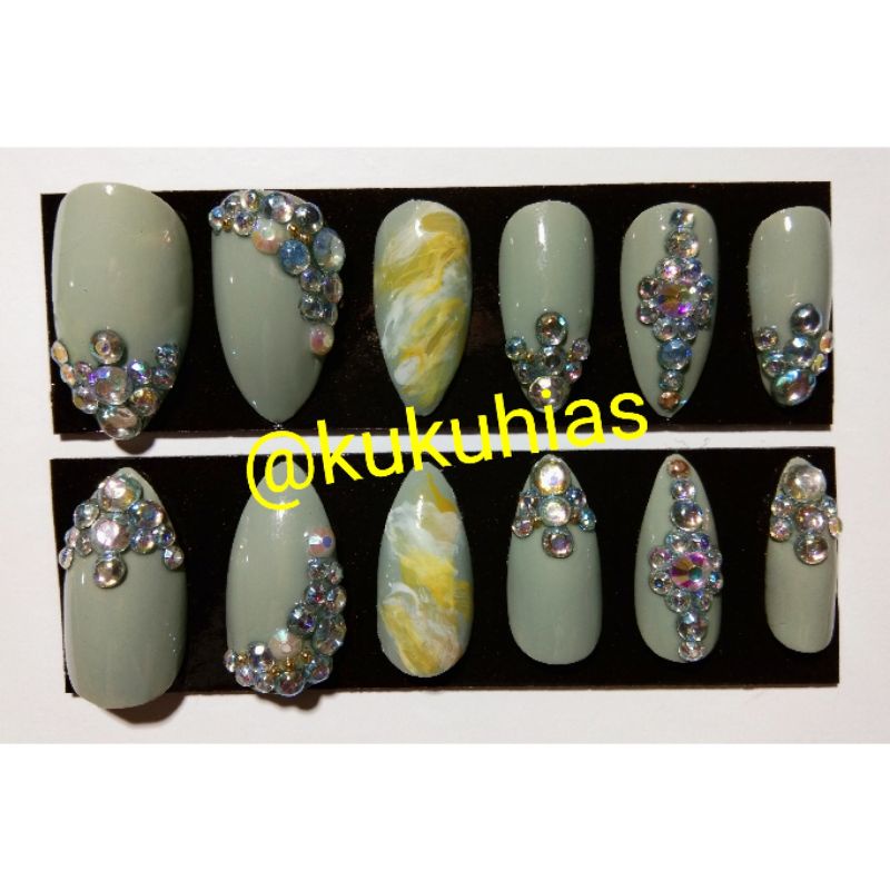 Jual Kuku Hias Wedding handmade full kutex isi 10-12pcs free lem ...
