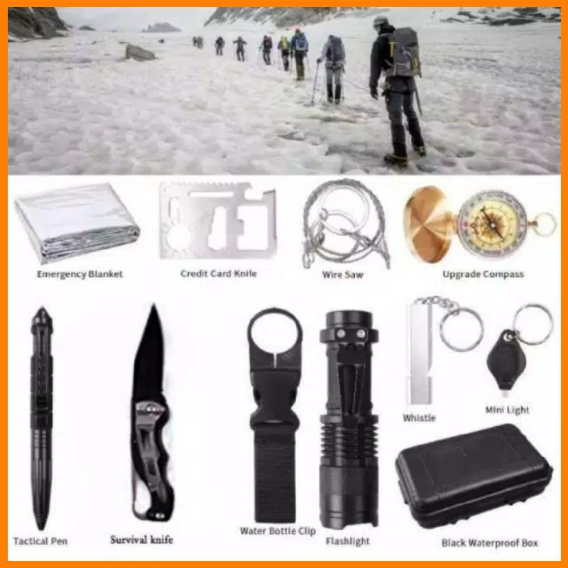 Jual Lengkap perlengkapan Survival Kit 11 in 1 Multifunctional First Aid SOS Tools. - 039 ...
