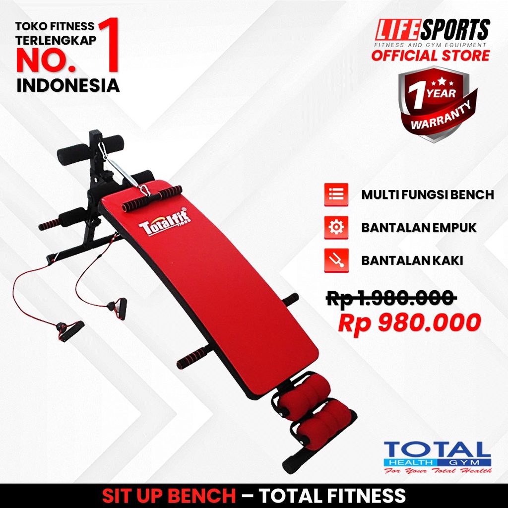 Jual TOTAL HEALTH GYM - New Alat Olahraga Fitness Sit Up Bench Total ...