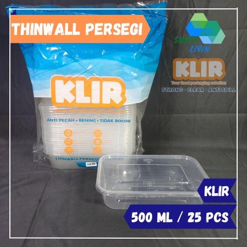 Jual Thinwall Kotak Makan Food Container Persegi Panjang 500 Ml Klir