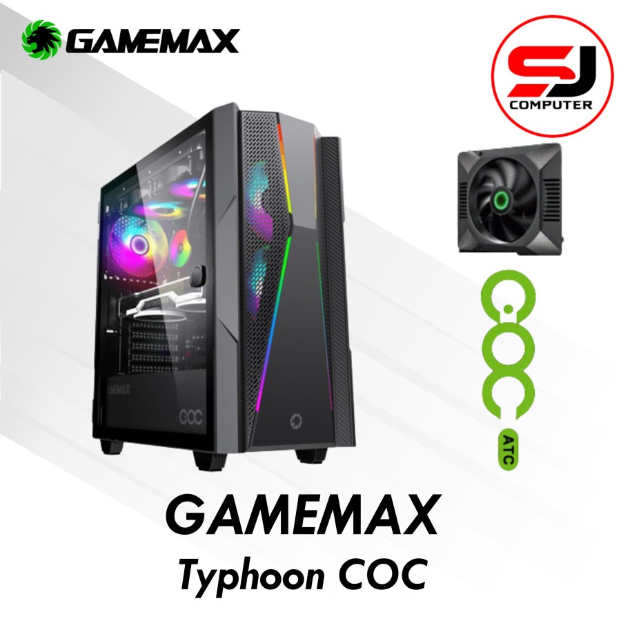 Jual Casing Komputer Gamemax Typhoon COC Free 1 Fan RGB ATX Gaming Case ...