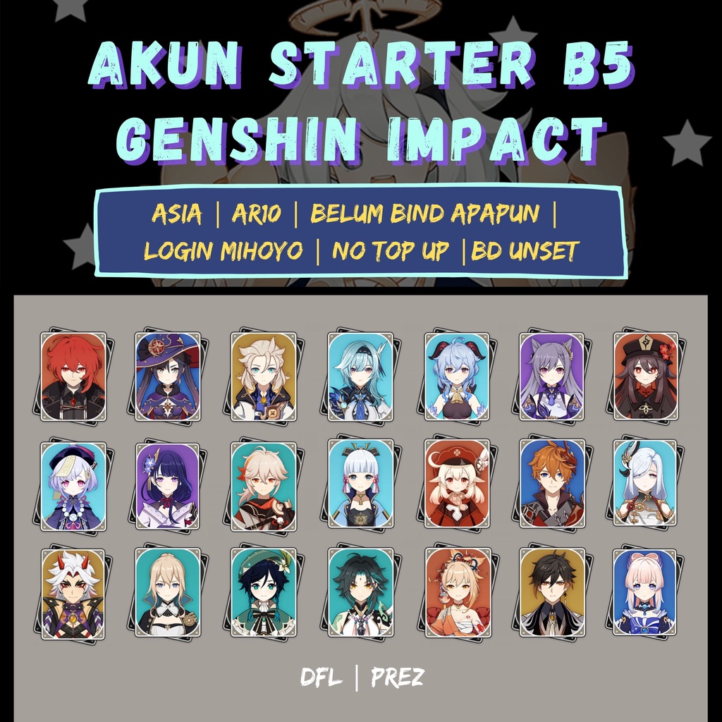 Jual Akun Starter Genshin Impact B5 Zhongli Kokomi Baal R Shogun Hu Tao Xiao Yoimiya Venti Ayaka ...