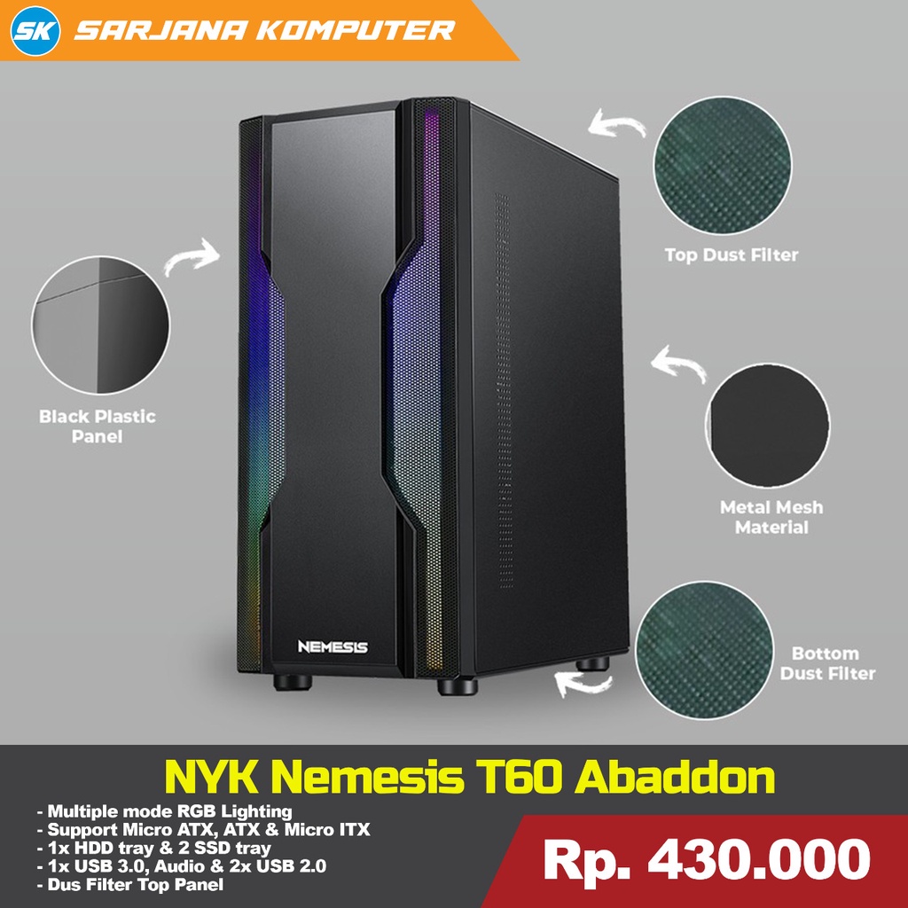 Jual NYK Nemesis Casing Gaming T60 Abaddon | Shopee Indonesia