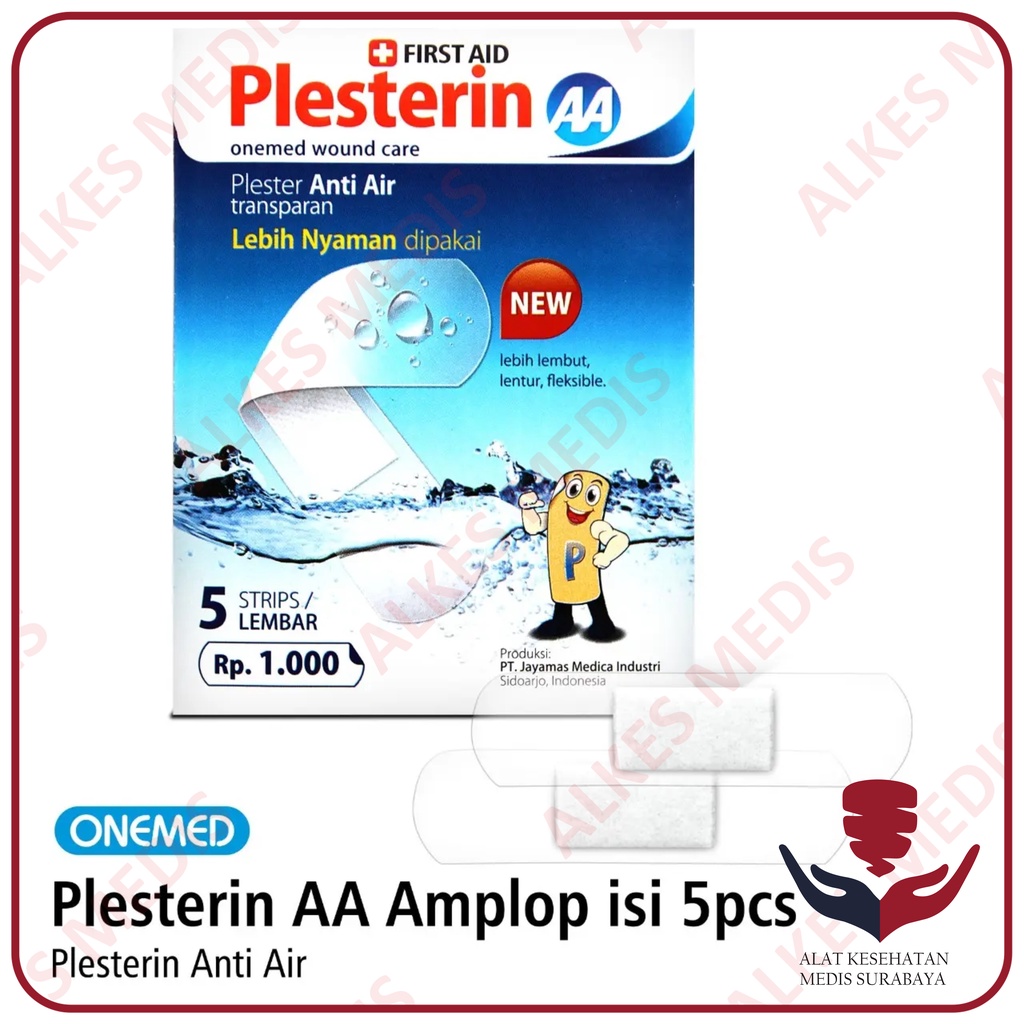 Jual Plesterin AA Isi 5 Onemed Plaster Luka Anti Air Trasnparan Elastis ...