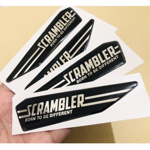 Jual STICKER TIMBUL EMBLEM SCRAMBLER BORN TO BE DIFFERENT BLACK CHROME ...