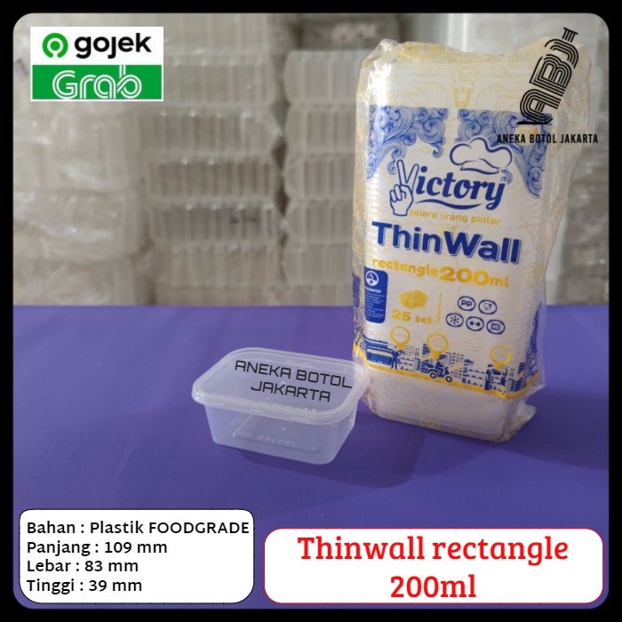 Jual Thinwall victory rectangle 200ml / wadah plastik segi panjang ...