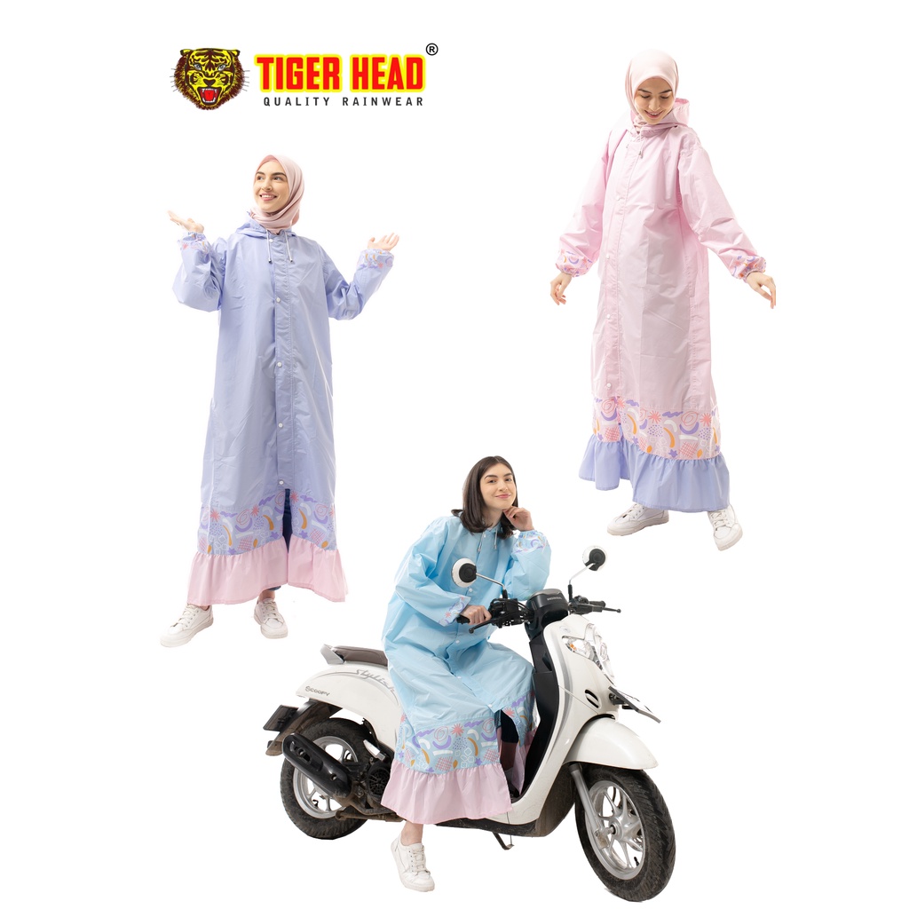 Jual Jas Hujan Gamis Rempel Emily 70016- Tiger Head | Shopee Indonesia