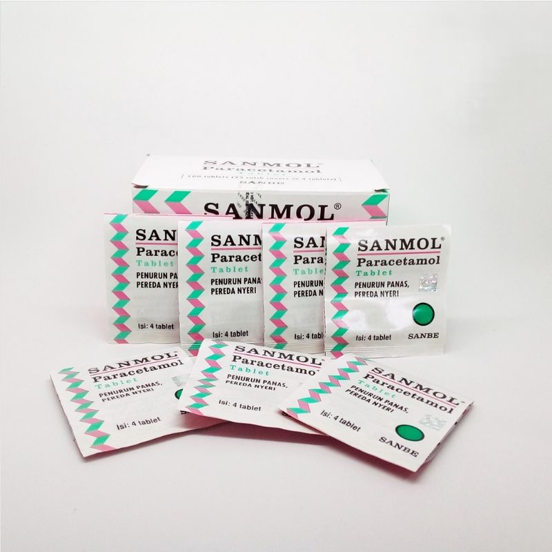 Jual SANMOL 500 MG 1 STRIP ISI 4 TABLET / Obat demam / paracetamol ...