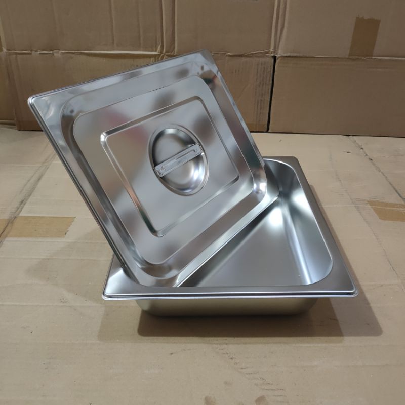 Jual Food Pan Stainless + Tutup 1/2 x 6,5 cm (32,5 x 26,5 x 6,5cm) | Shopee Indonesia