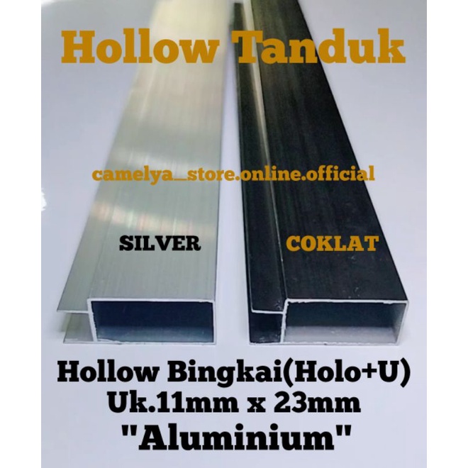Jual Hollow Bingkai (Holo + U) Aluminium Uk.11mmx23mm SILVER dan COKLAT ...