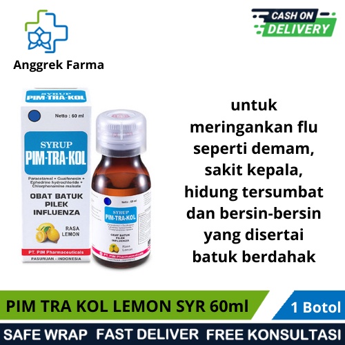 Jual PIMTRAKOL SIRUP LEMON 60 ML/OBAT BATUK FLU ANAK/MELEGAKAN ...