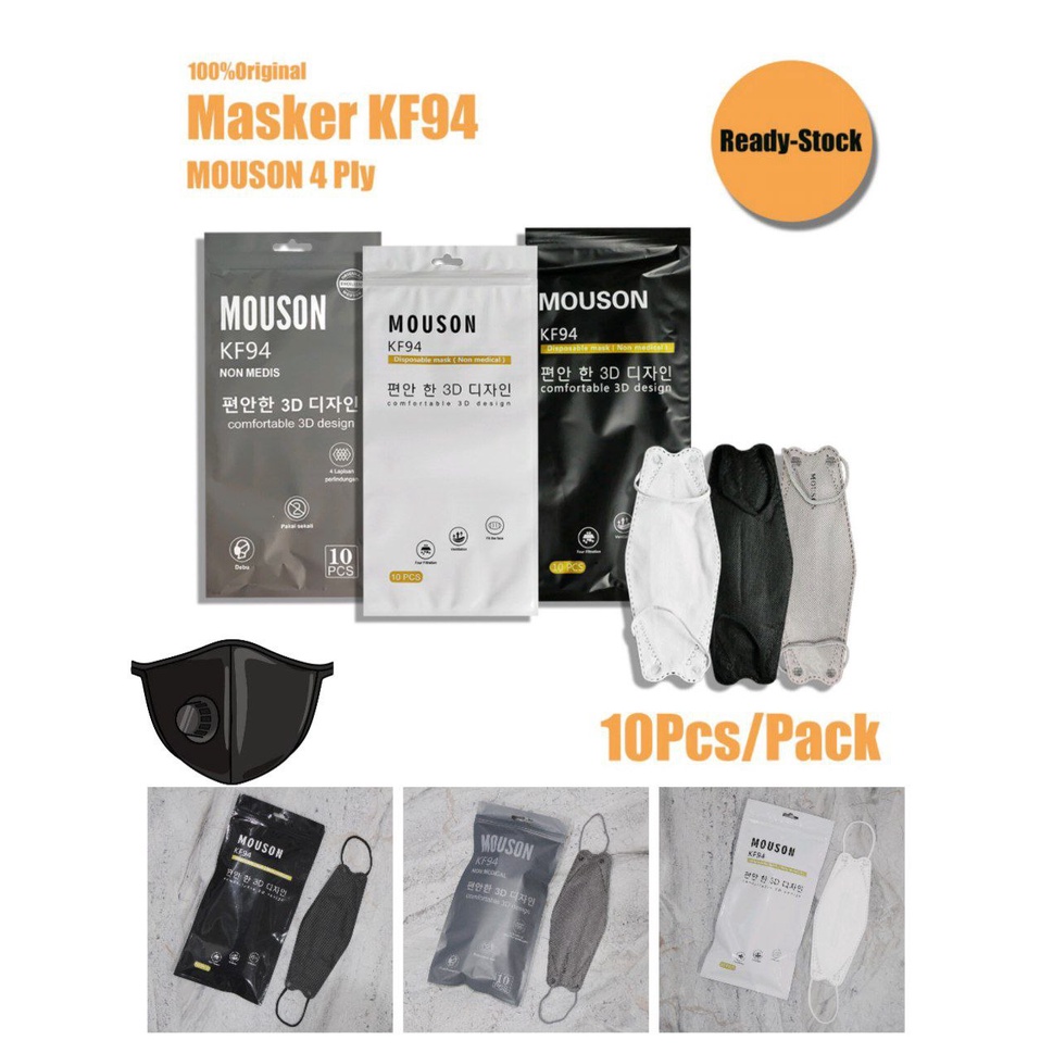 Jual MASKER KF94 HITAM PUTIH MOUSON / KF94 MIX WARNA / Masker KF94 STARK Hitam Putih Murah Isi ...