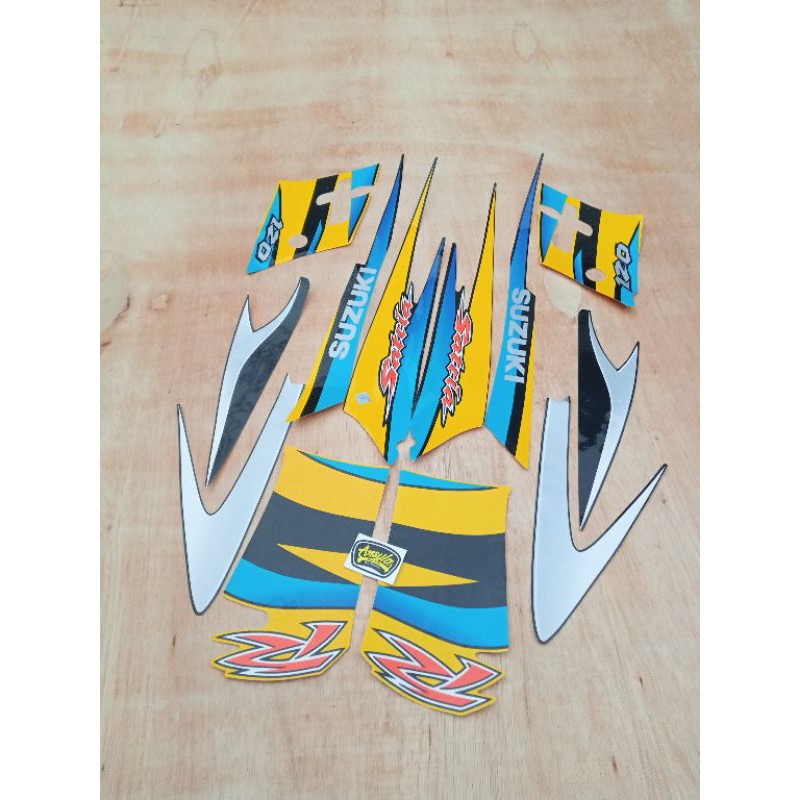 Jual sticker stiker striping suzuki satria 2 tak hiu lscm kuning hitam ...