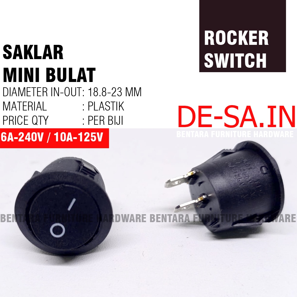 Jual SAKLAR MINI BULAT HITAM - 2 PIN BLACK ROCKER SWITCH FOR FURNITURE ...
