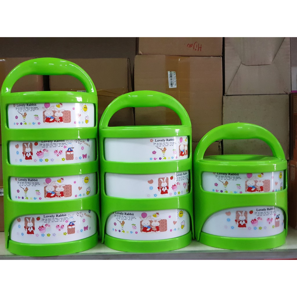 Jual Rantang Plastik Susun 2/3/4 Hommy 3400/Rantang Segi Susun 2/3/4 ...