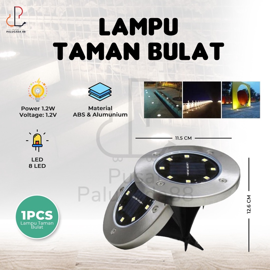 Jual PAJADA Lampu Taman Bulat 8 LED Outdoor Tancap Tenaga Matahari ...