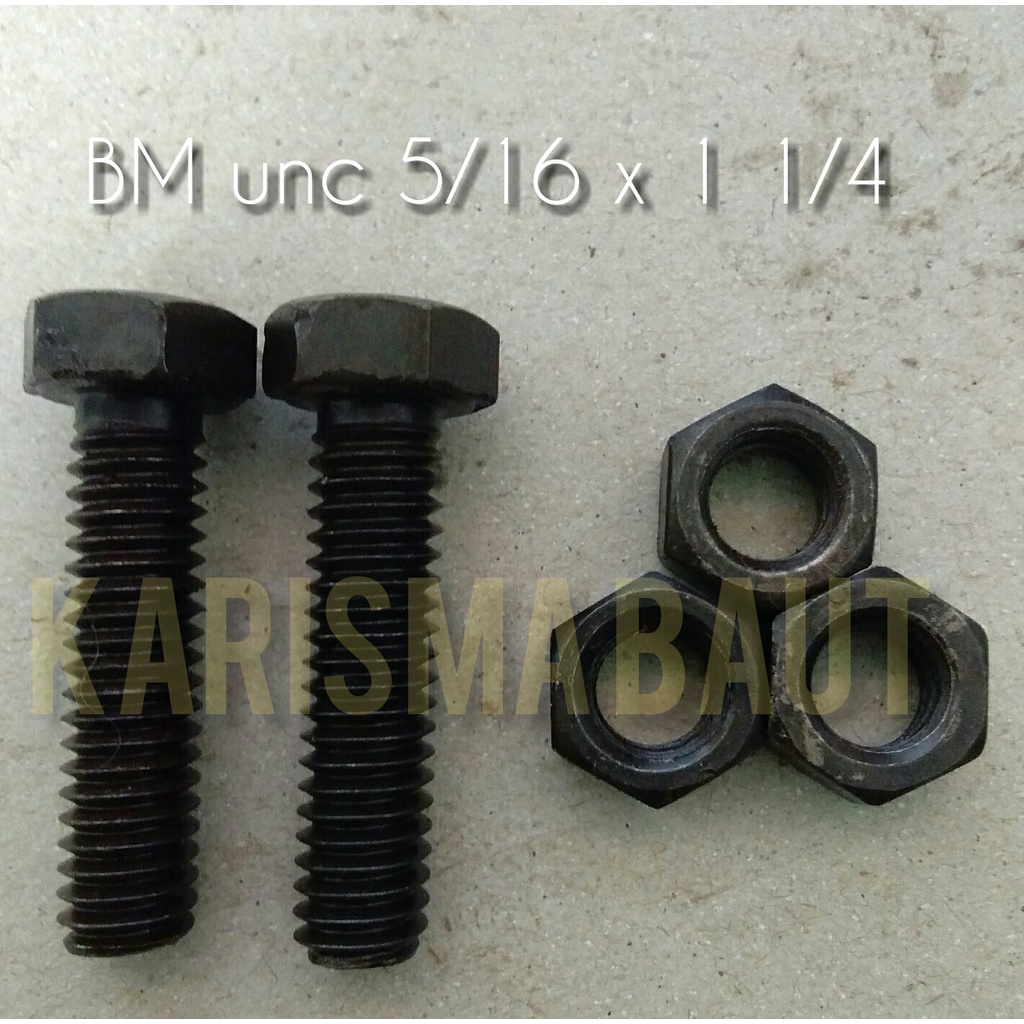 Jual [1 set baut+mur] BM UNC 5/16 x 1 1/4" ( Baut Mur inci 5/16 x 1 1/4 ...