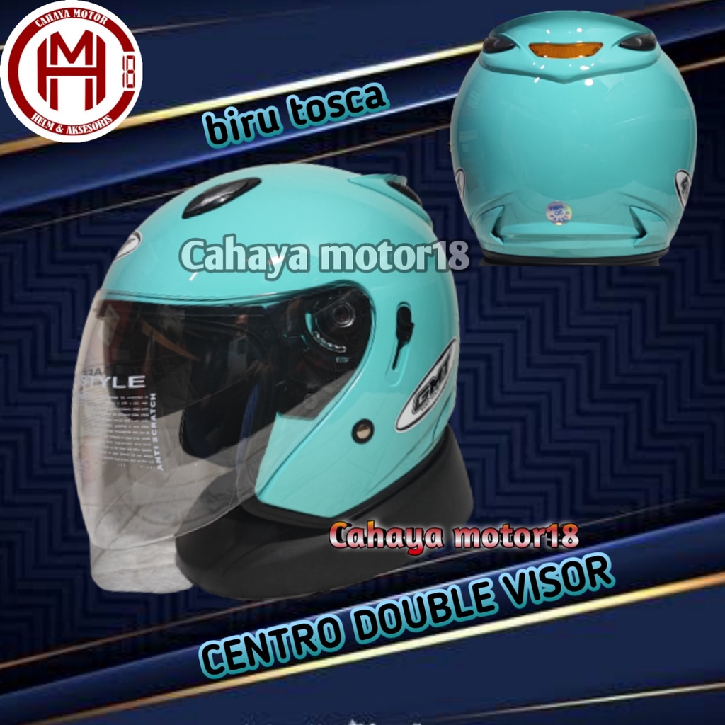 Jual HELM GMT CENTRO DOUBLE VISOR|MODEL INK|HALF FACE|BIRU TOSCA ...
