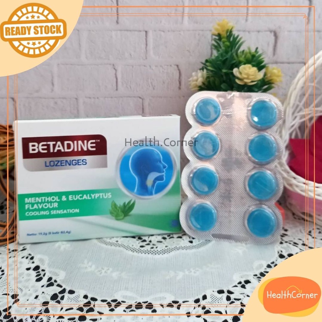 Jual Betadine Lozenges Menthol & Eucalyptus Flavour 8 butir / Permen ...