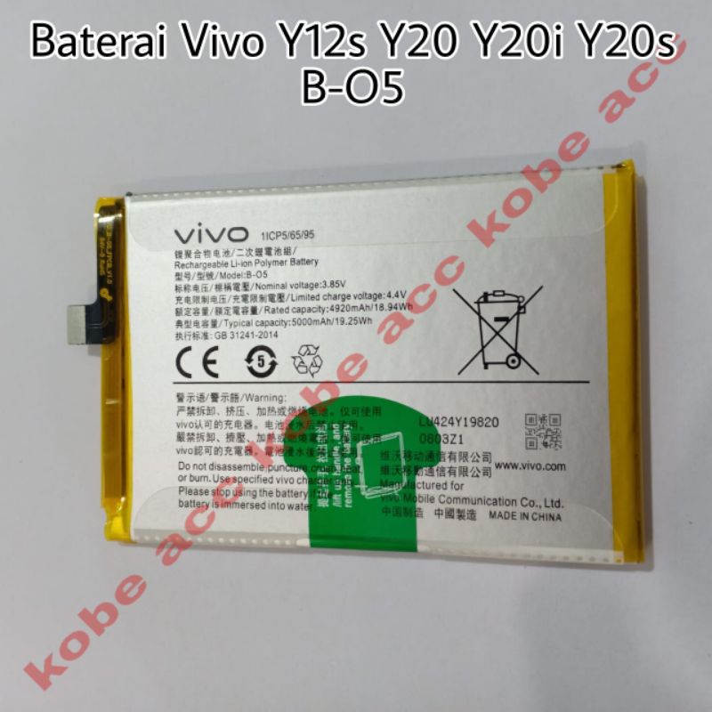Jual Baterai Battery Vivo Y12s / Y20 / Y20i / Y20s B-O5 Original ...
