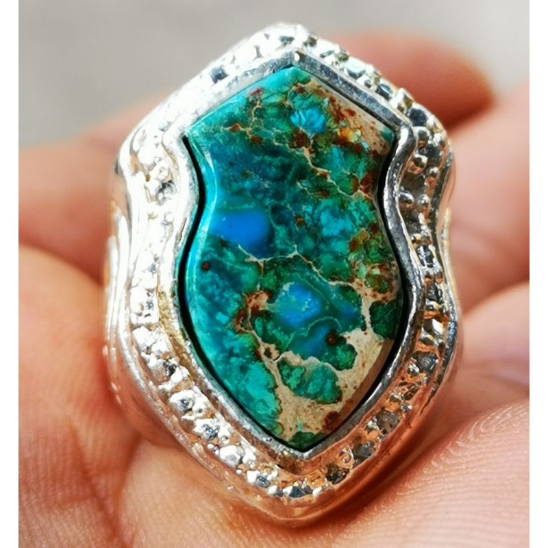 Jual batu permata natural pirus biru persia motif terompah garansi ...
