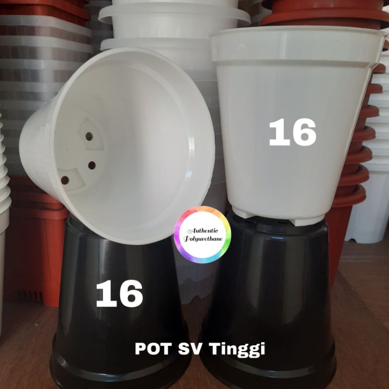 Jual Pot Bunga Plastik SV Tinggi 16 warna Putih dan Hitam | Shopee Indonesia